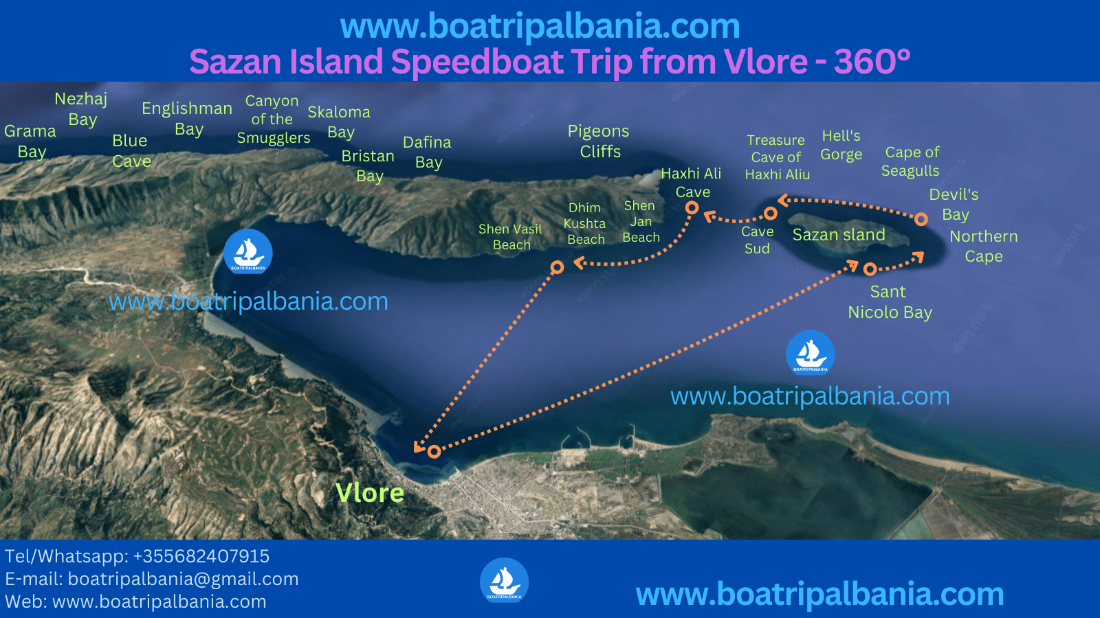 Sazan Island Speedboat Trip Vlore - 360° Boat Tour Albania